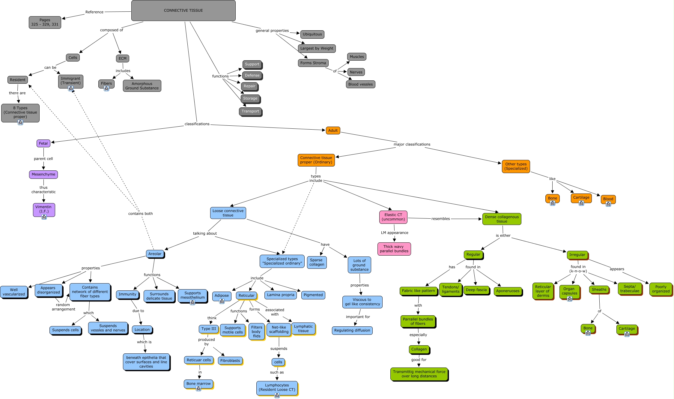 Connective Tissue Concept Map
